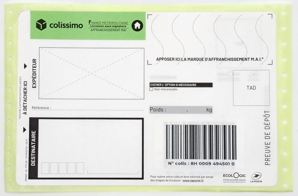 Liasse Colissimo ACCESS FRANCE-pour machine à affranchir-LOT DE 25