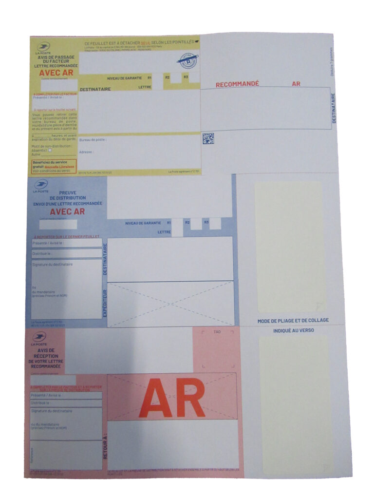 Recommandé Imprimé A4 avec AR, sans Code Barre - ABPost