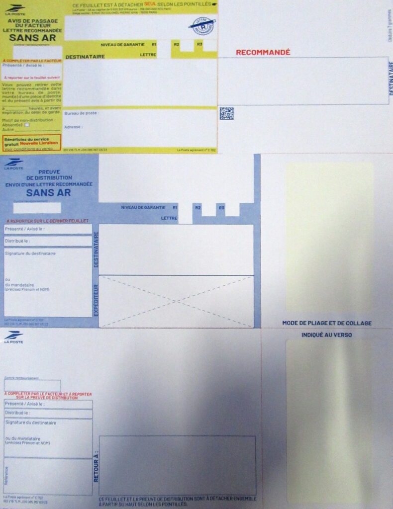 Recommandé Imprimé A4 avec AR et Code Barre - ABPost